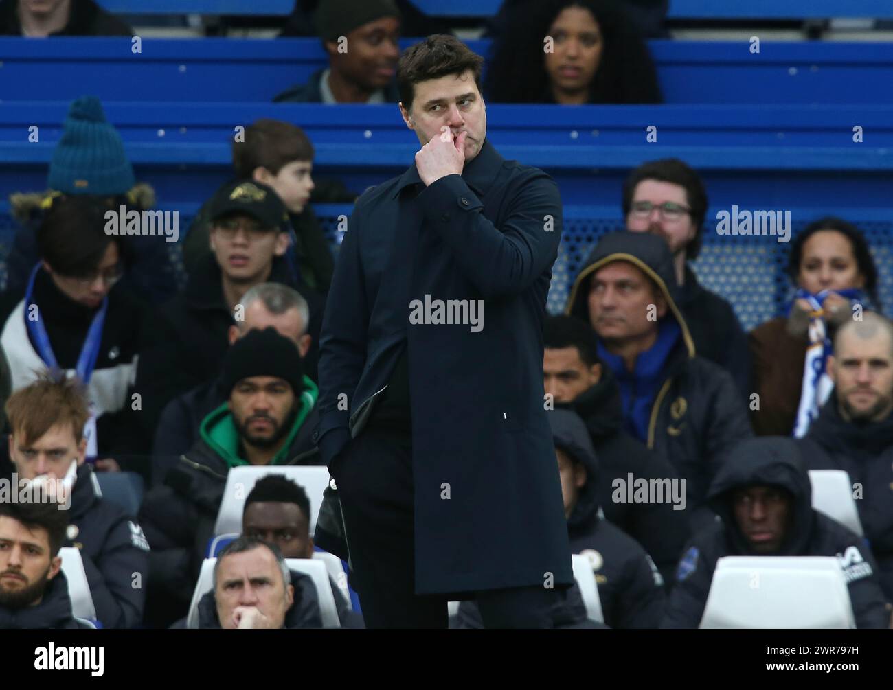 Mauricio Pochettino Manager of Chelsea looks disappointed & dejected ...