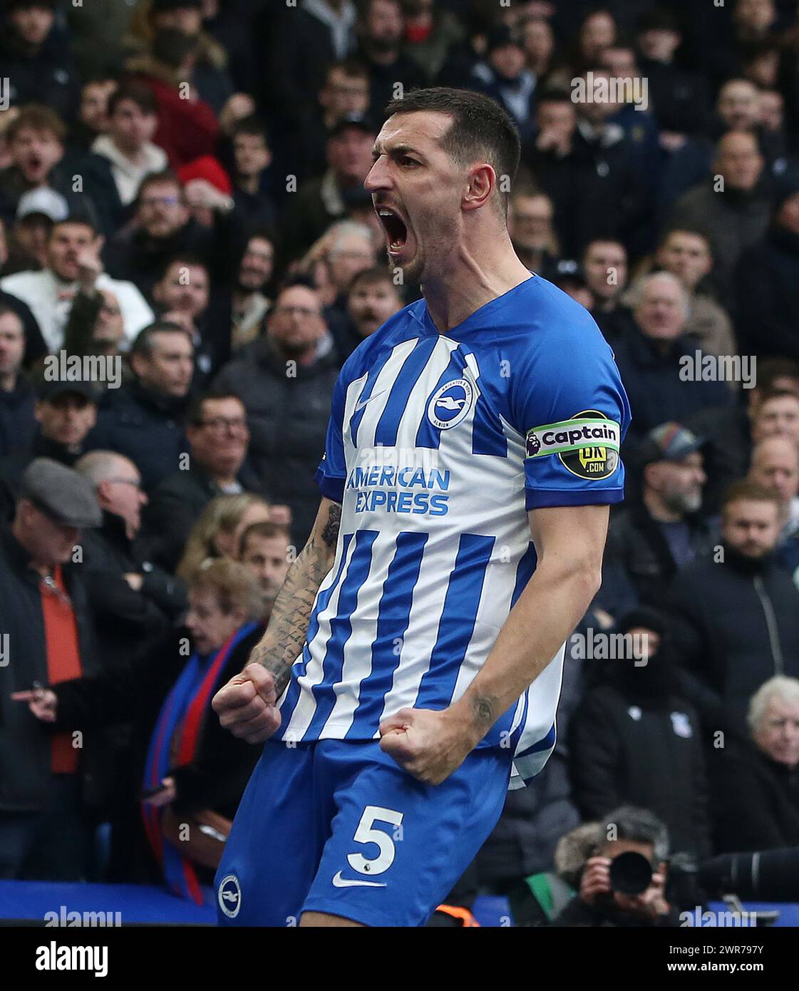 GOAL 1-0, Lewis Dunk of Brighton & Hove Albion goal celebration ...