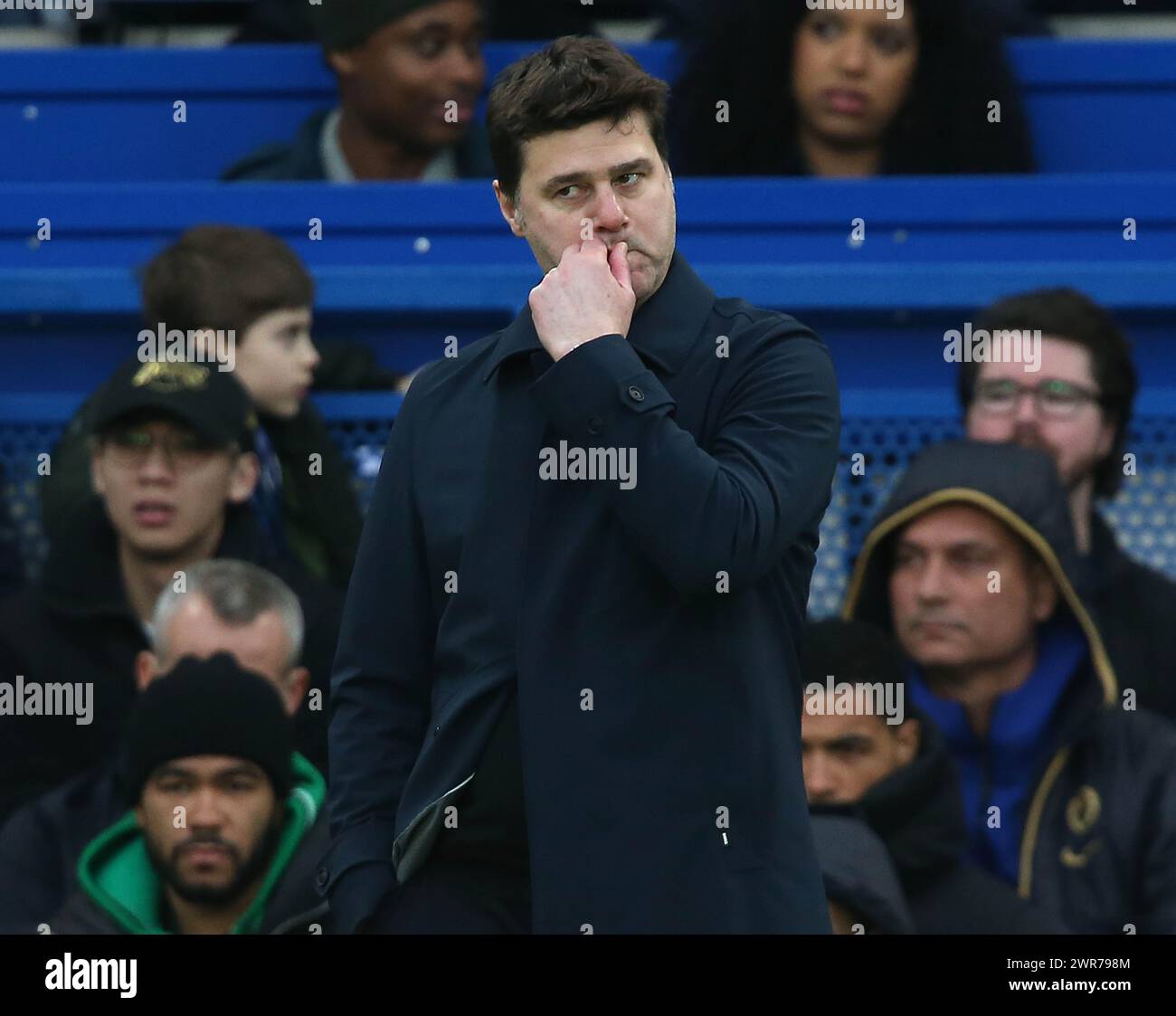 Mauricio Pochettino Manager of Chelsea looks disappointed & dejected ...