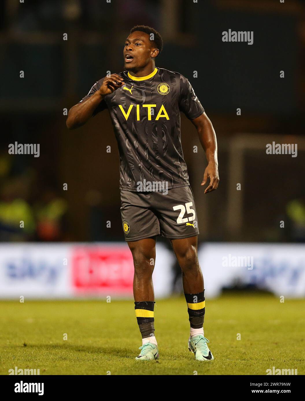 Isaac Olaofe of Stockport County. - Gillingham v Stockport County, Sky ...