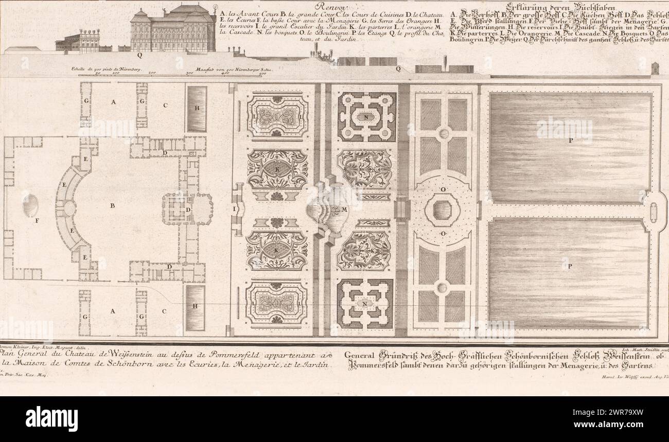 Cross section and plan of Schloss Weißenstein, with legend and caption ...