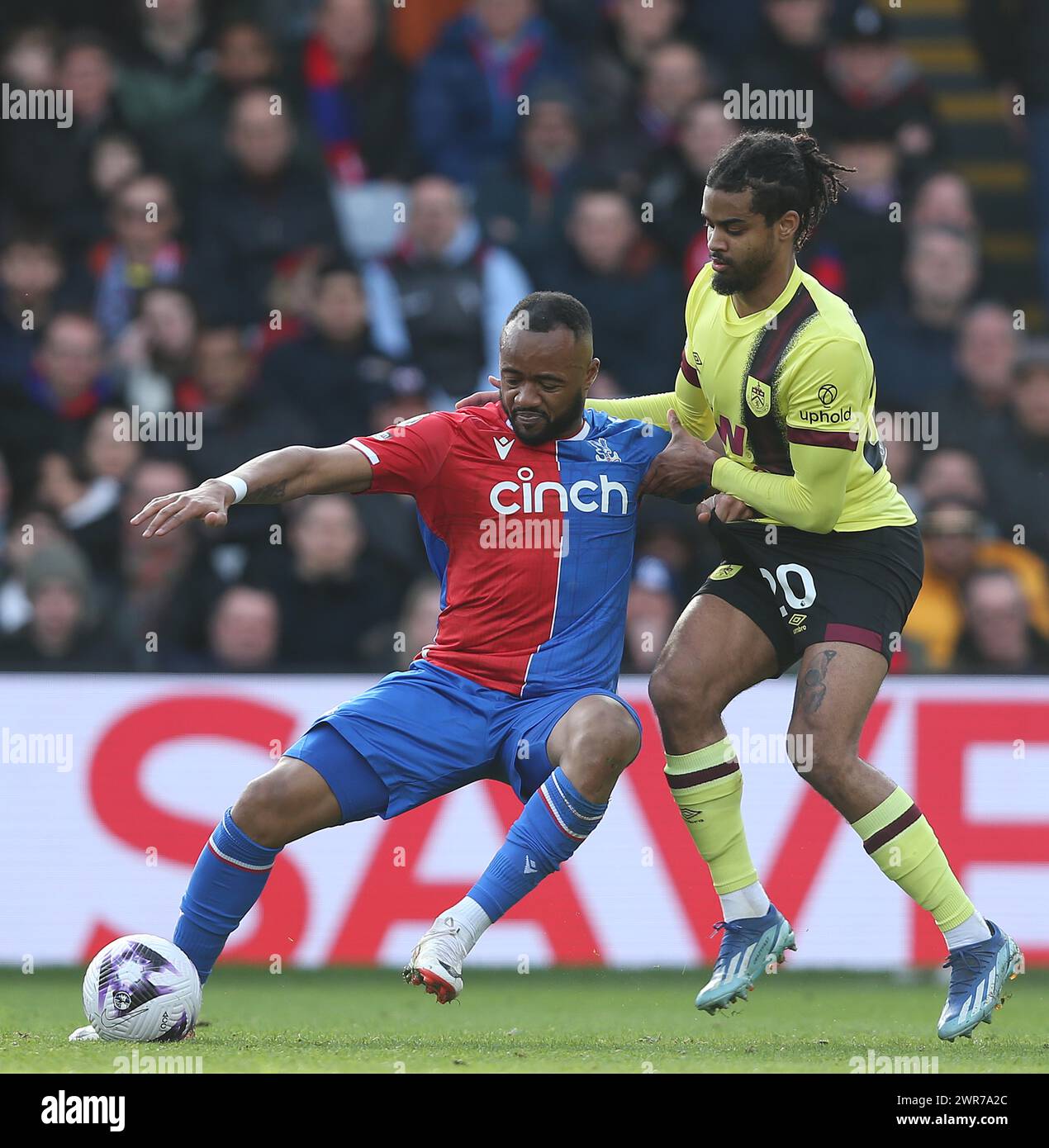 Jordan Ayew of Crystal Palace battles Lorenz Assignon of Burnley ...