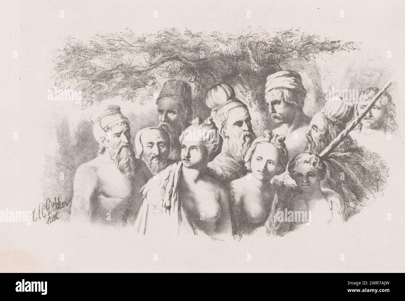 Tribe, Dutch Germans, Seven men and three women stand under trees. Only ...