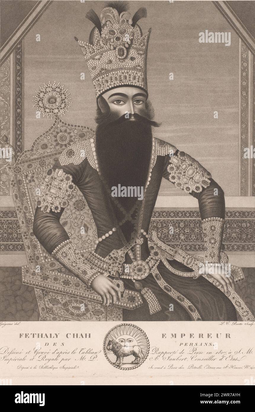 Portrait of Fath-Ali Shah Qajar, Fethaly Chah Empereur des Persans ...