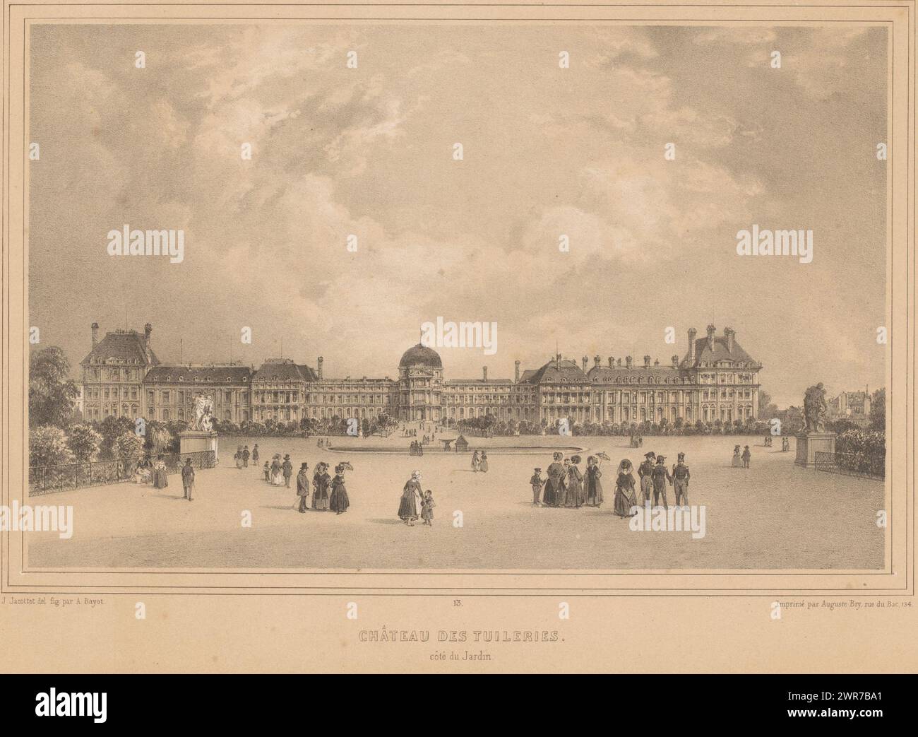 View of the Tuileries Palace from the garden, Château des Tuileries ...