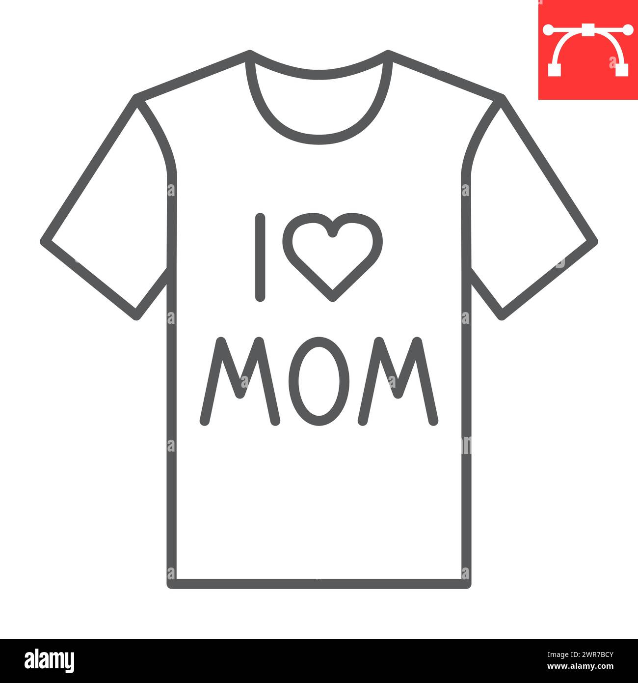 I love mom t-shirt line icon, mom day and heart, t-shirt vector icon ...