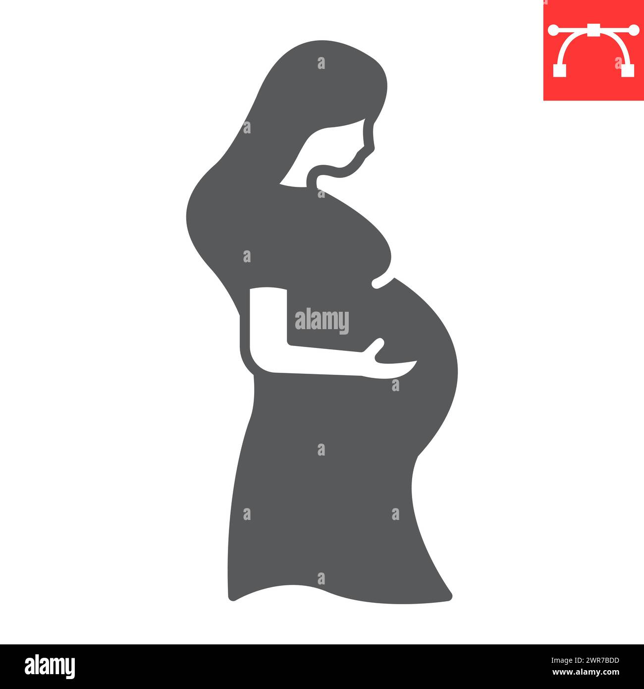 Pregnant woman glyph icon, mom day and childbirth, pregnancy care ...