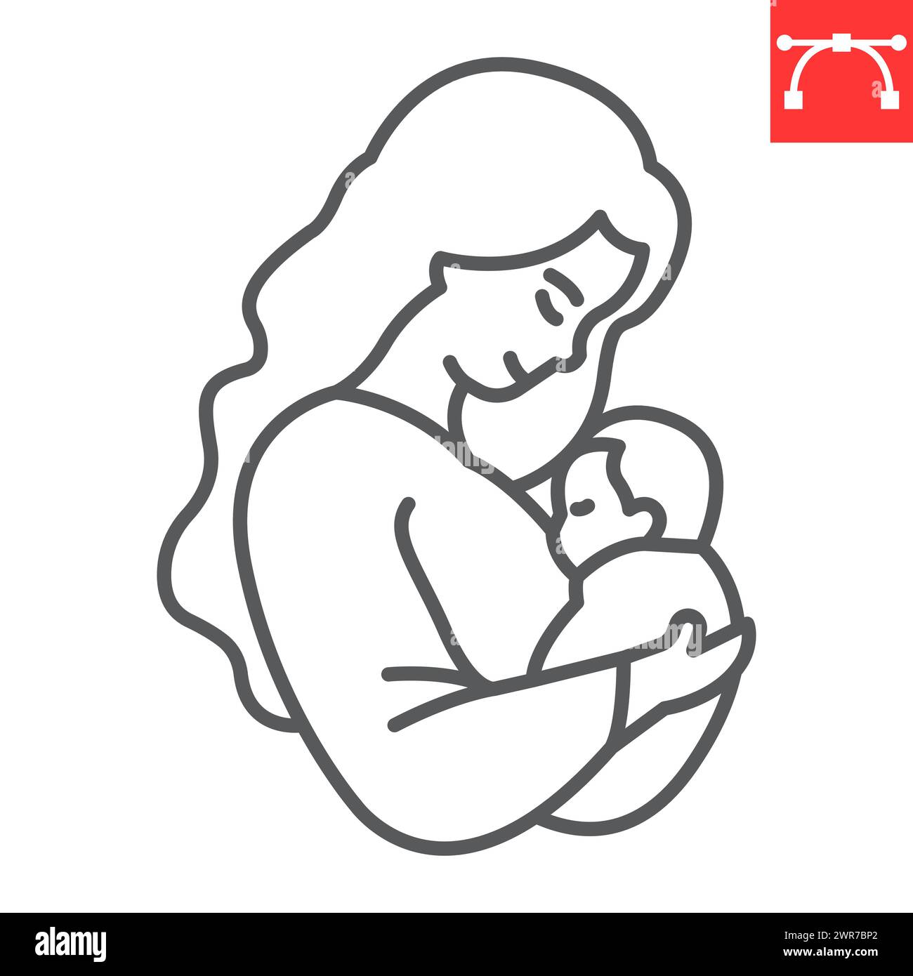 Mother hugging her baby line icon, mom day and together, mother with ...