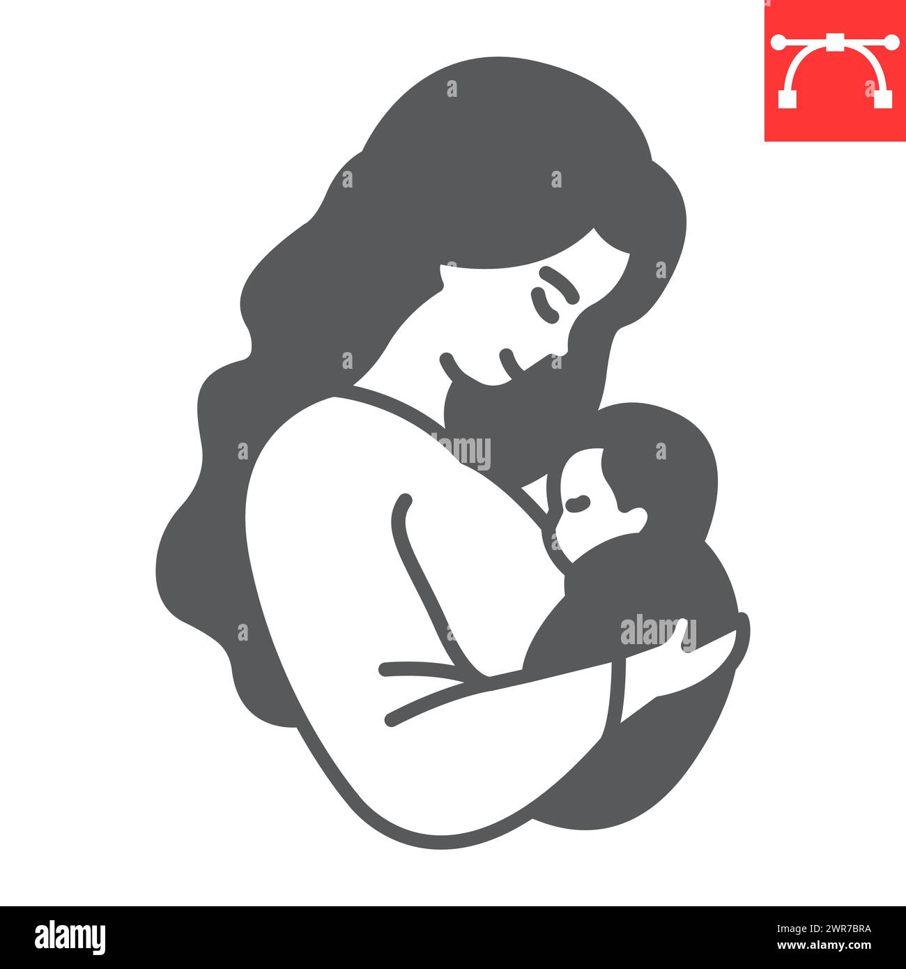 Mother hugging her baby glyph icon, mom day and together, mother with ...
