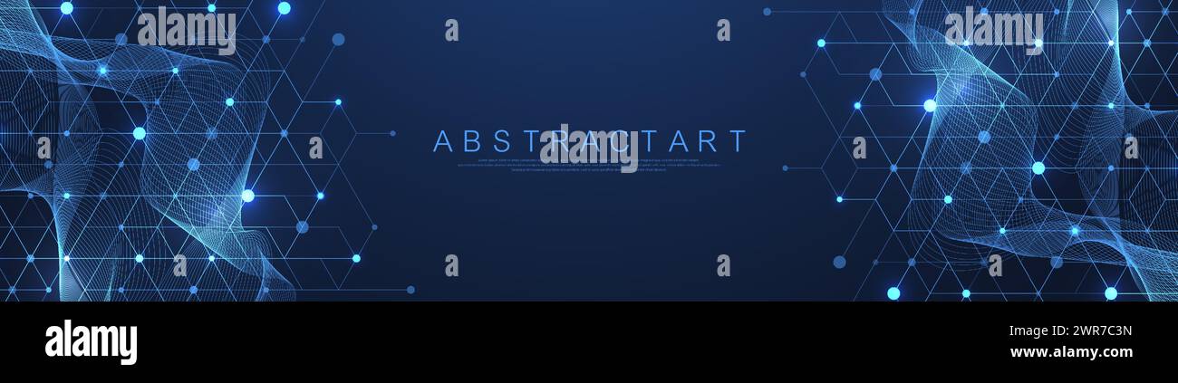 Vector connections of lines and dots. Technology banner template ...