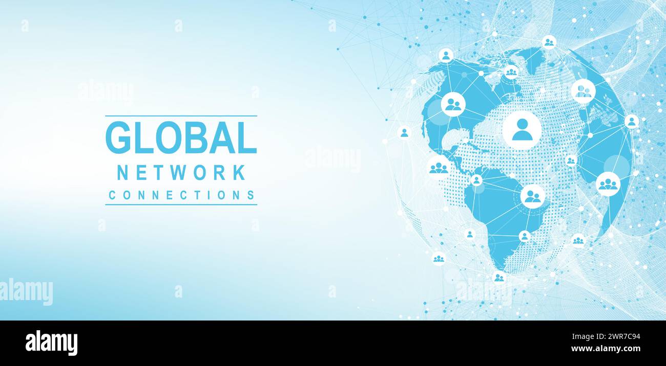 Global network connection concept. Big data visualization. Social ...