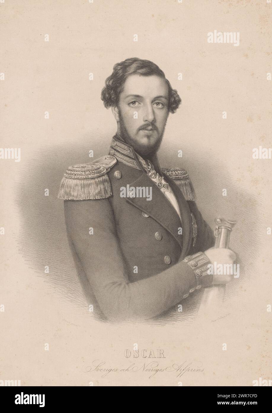 Portrait of Oscar II of Sweden, print maker: Karl Oskar Cardon, after ...