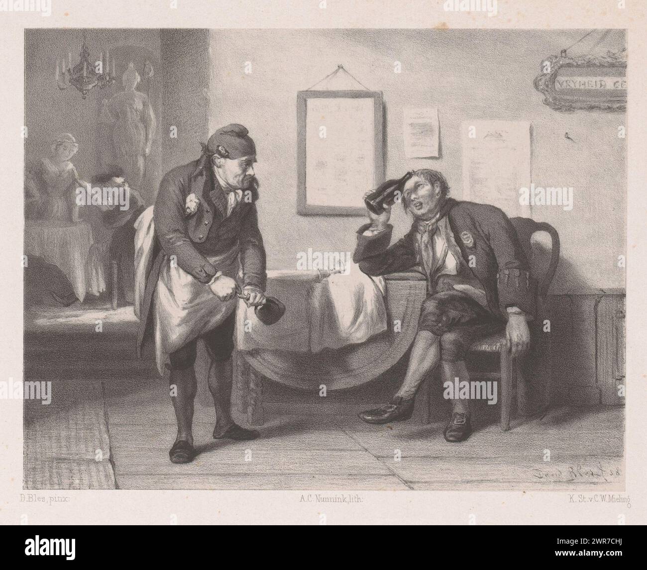 Two servants drinking, Two servants drinking their master's wine. On ...