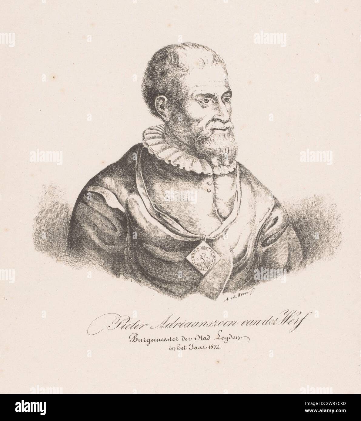 Portrait of Pieter Adriaansz. van der Werff, Around his neck he wears a ...
