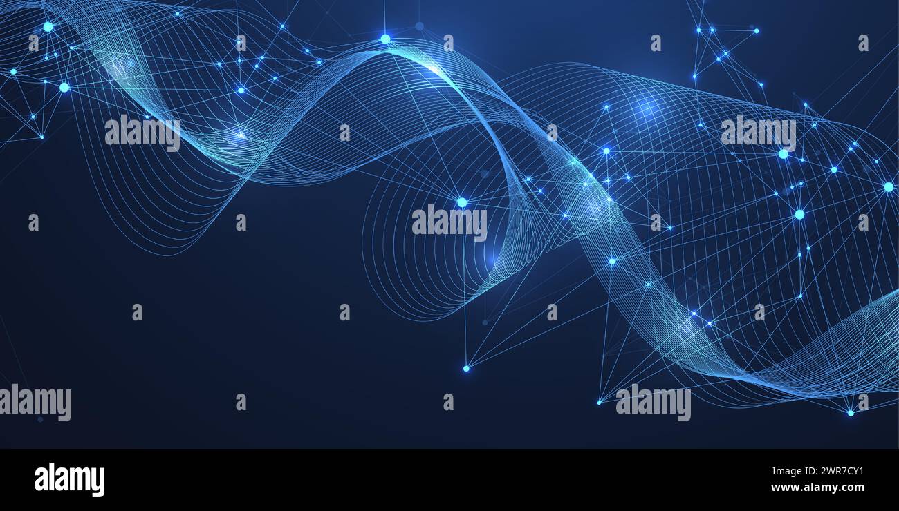 Vector connections of lines and dots. Technology banner template ...