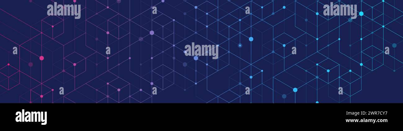 Technology abstract lines and dots connect background with hexagons. Hexagons connection digital ...