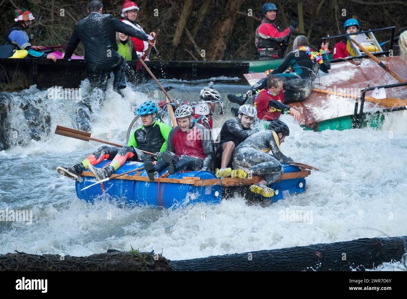 26/12/17 Competitors brave freezing conditions as they plunge over a ...
