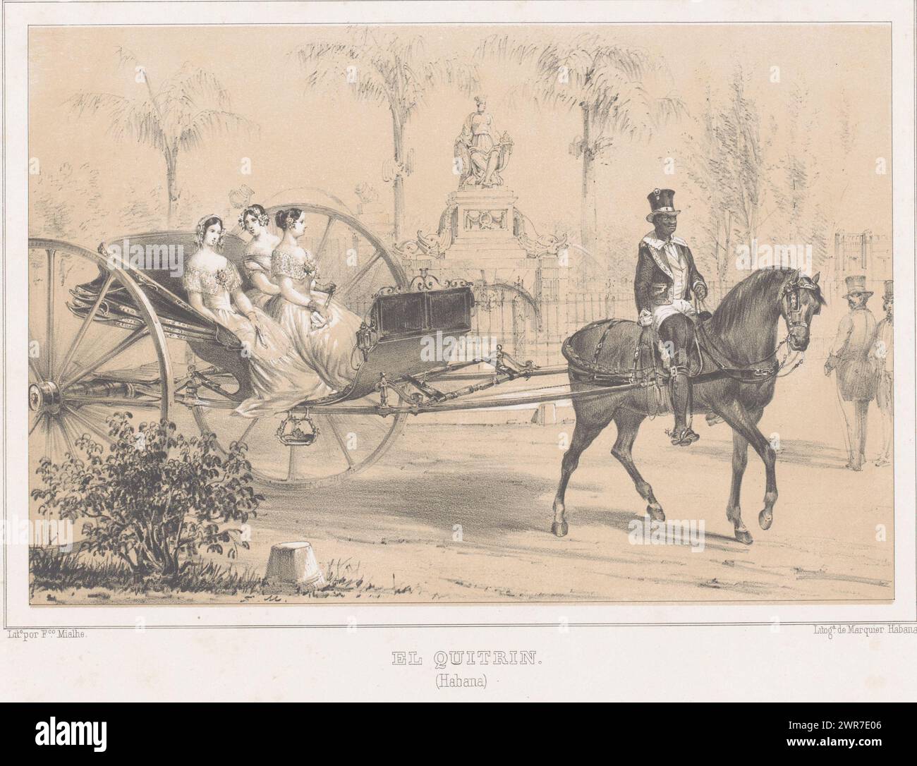 Horse-drawn carriage in Havana, El Quitrin (Habana) (title on object ...