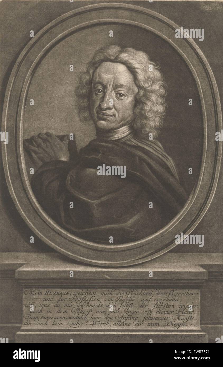 Portrait of Georg Daniel Heumann, With poem of praise in German., print ...