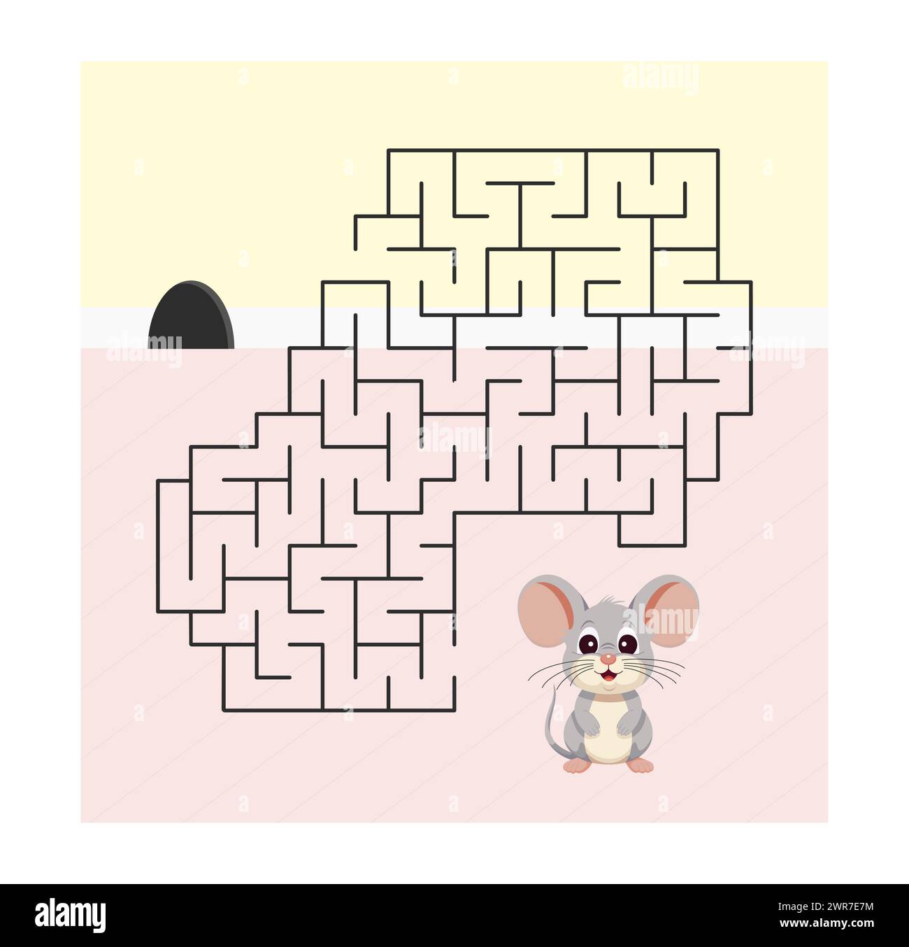 Vector illustration. Children's puzzle game. Help the mouse get out of ...