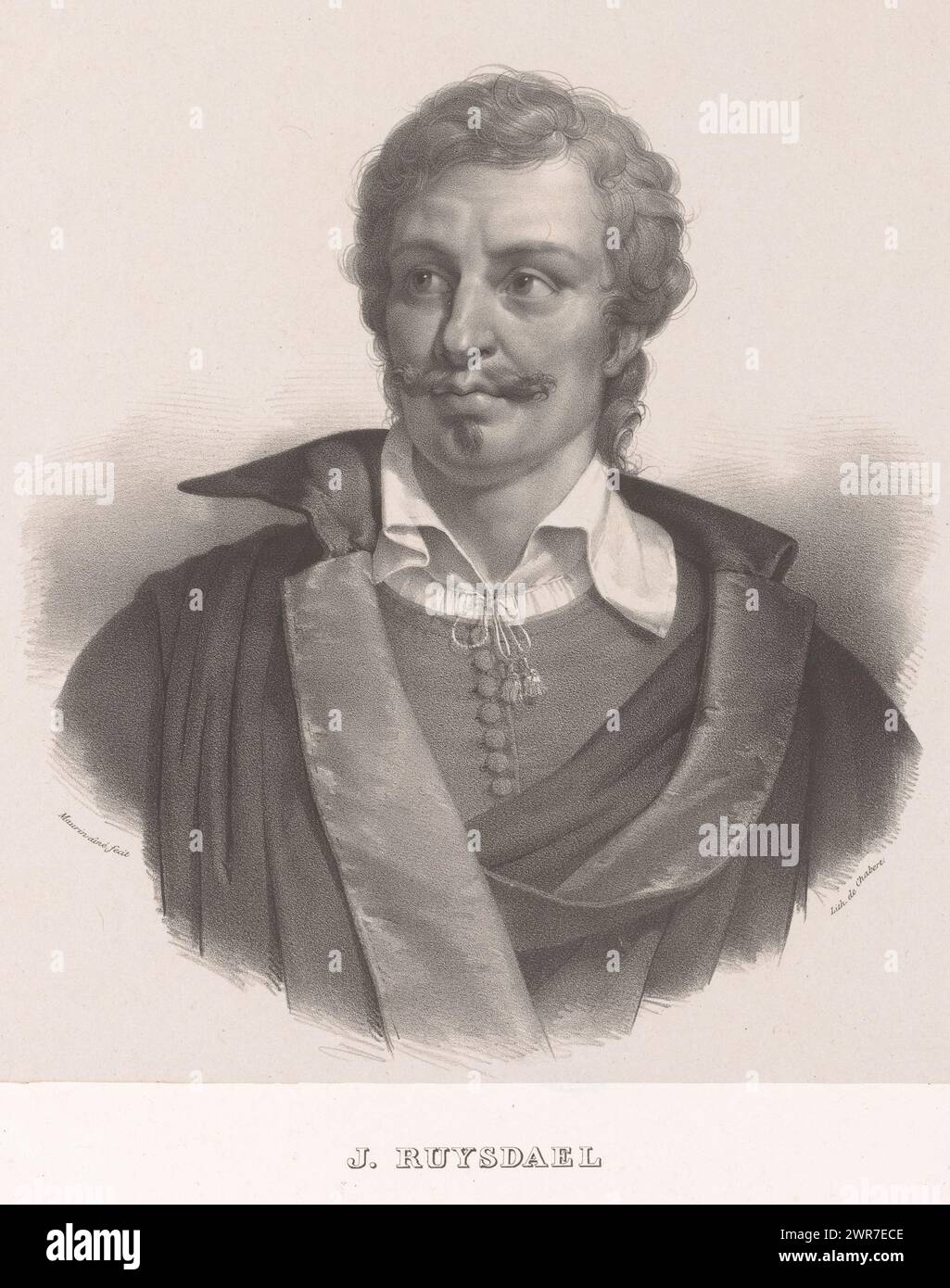 Portrait of Jacob van Ruysdael, J. Ruysdael (title on object), print maker: Antoine Maurin ...