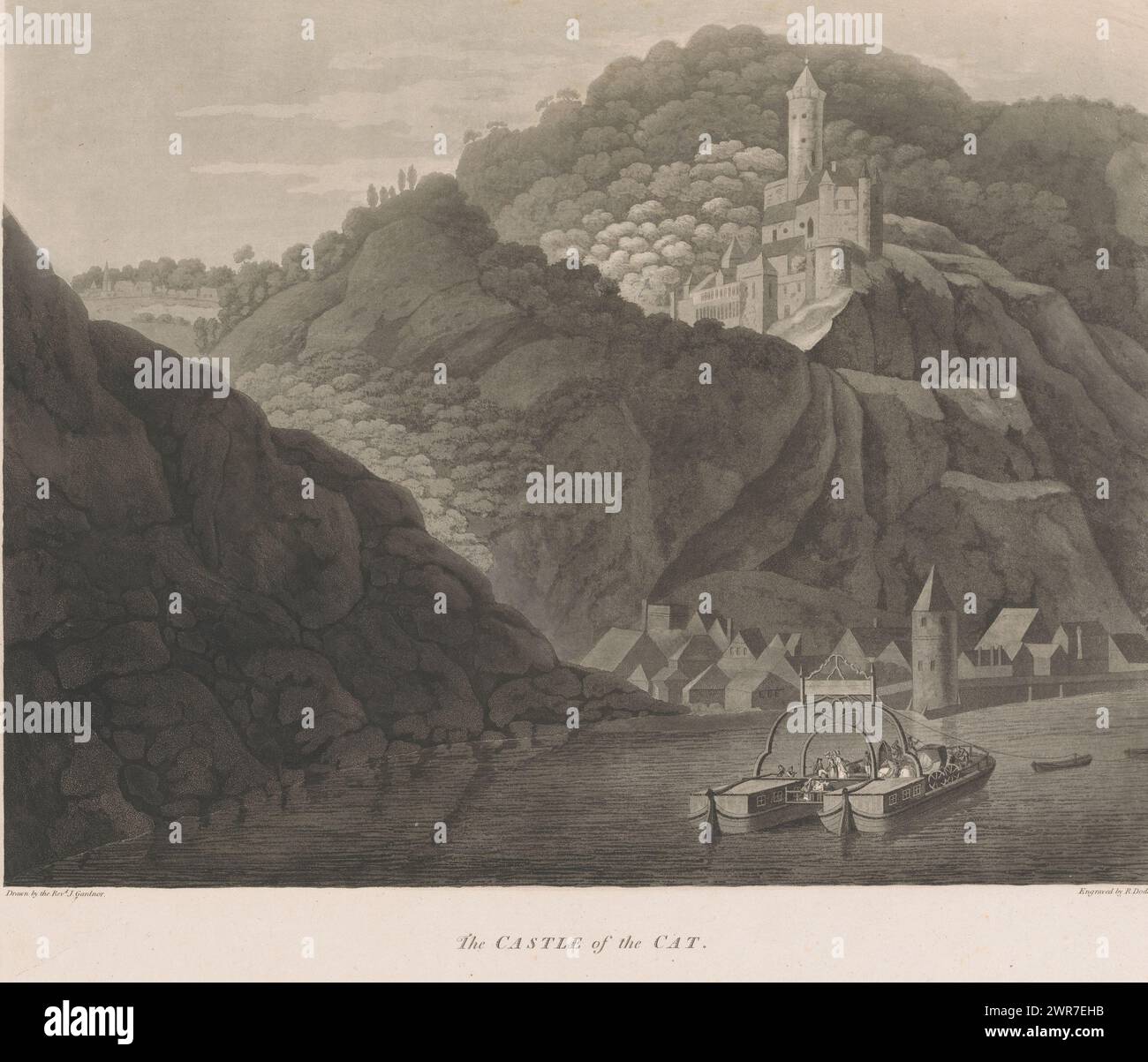 View of Katz Castle from the Rhine, The Castle of the Cat (title on ...