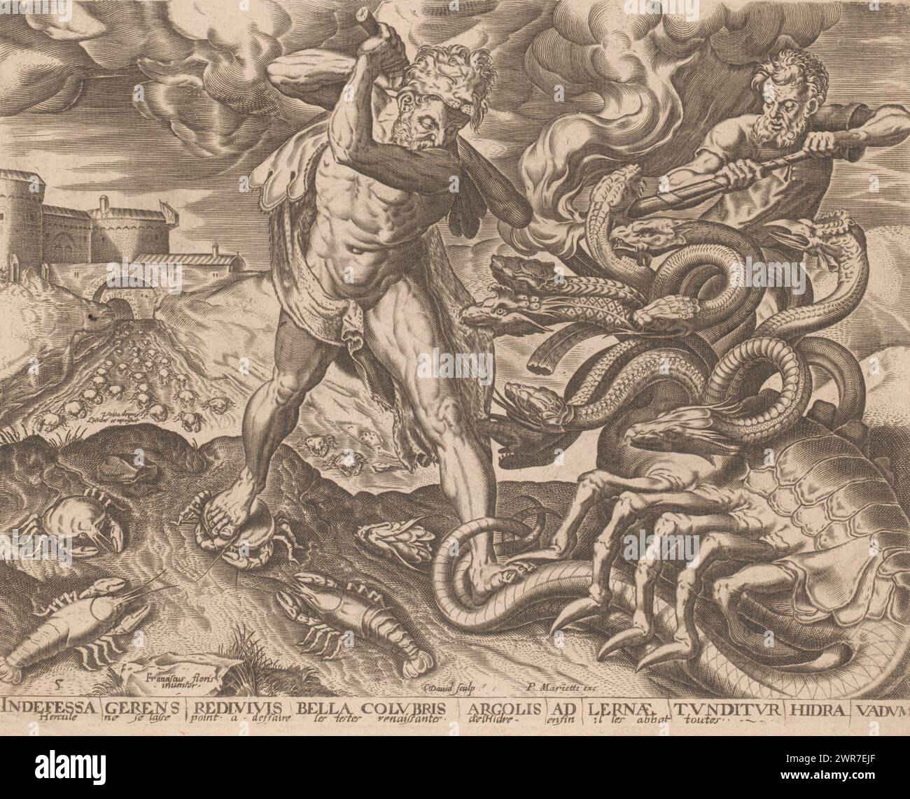 Hercules defeats the hydra of Lerna, Labors of Hercules after Frans ...