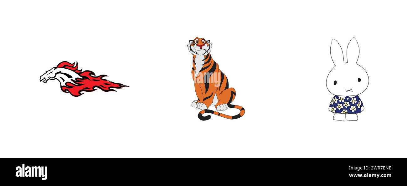 Flaming Horse, Aladdin Rajah, Miffy. Arts and design vector logo on ...