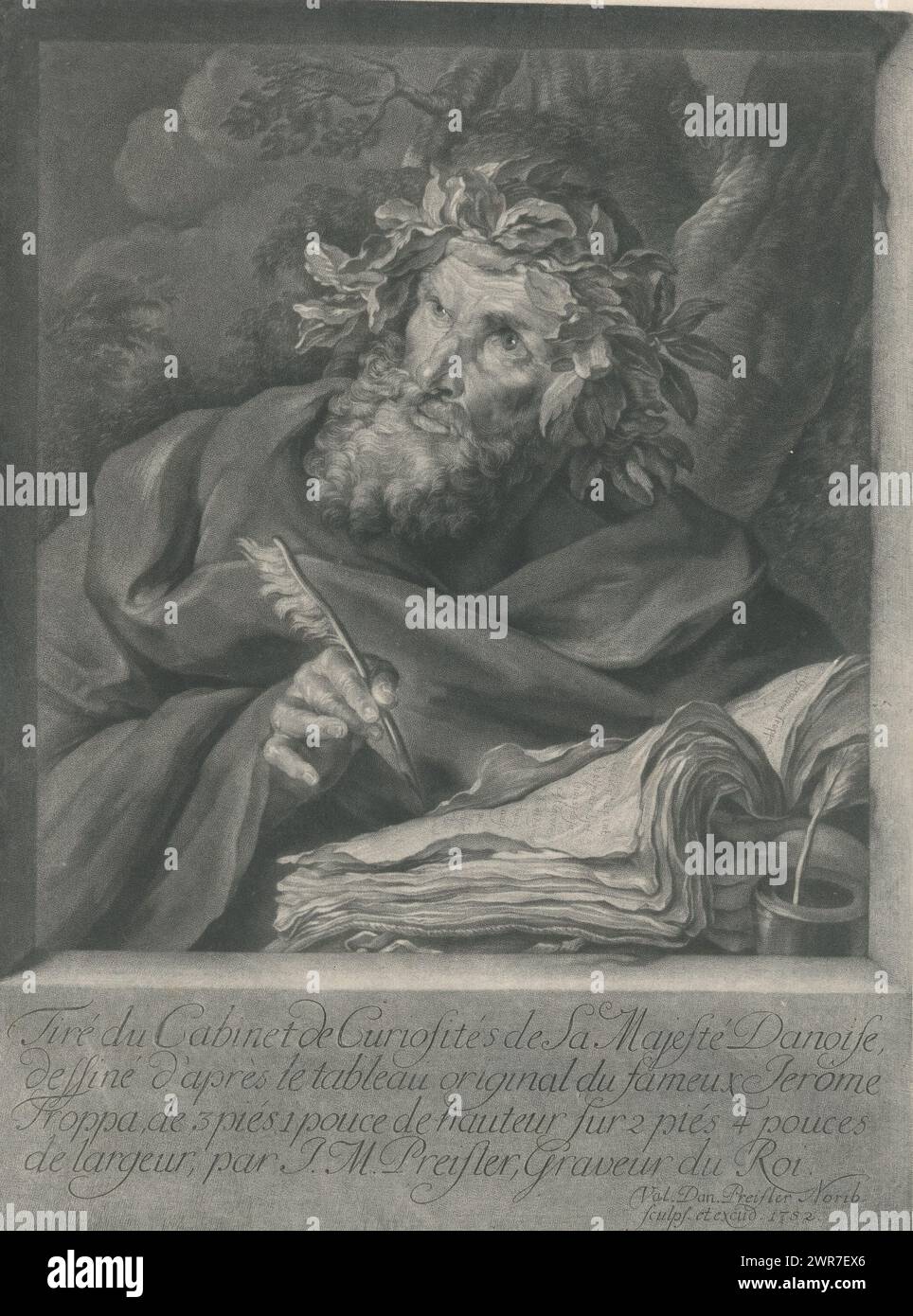 Writing evangelist, with caption in French., print maker: Valentin ...
