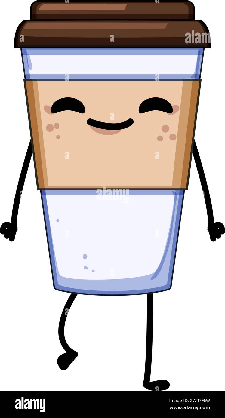 doodle coffee cup character cartoon vector illustration Stock Vector ...