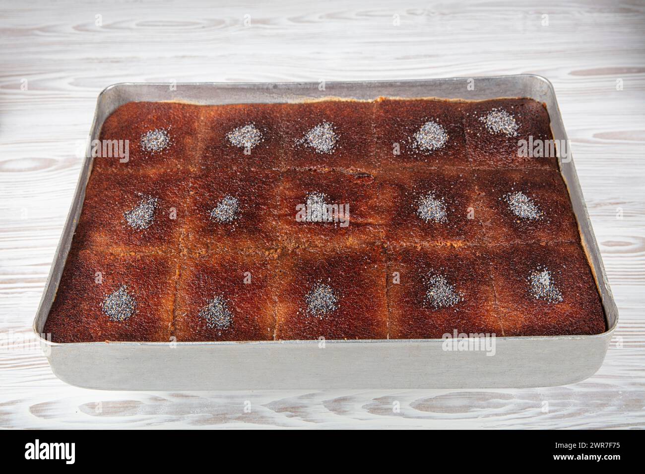 Revani. sweet semolina pastry, traditional turkish dessert. A dessert ...
