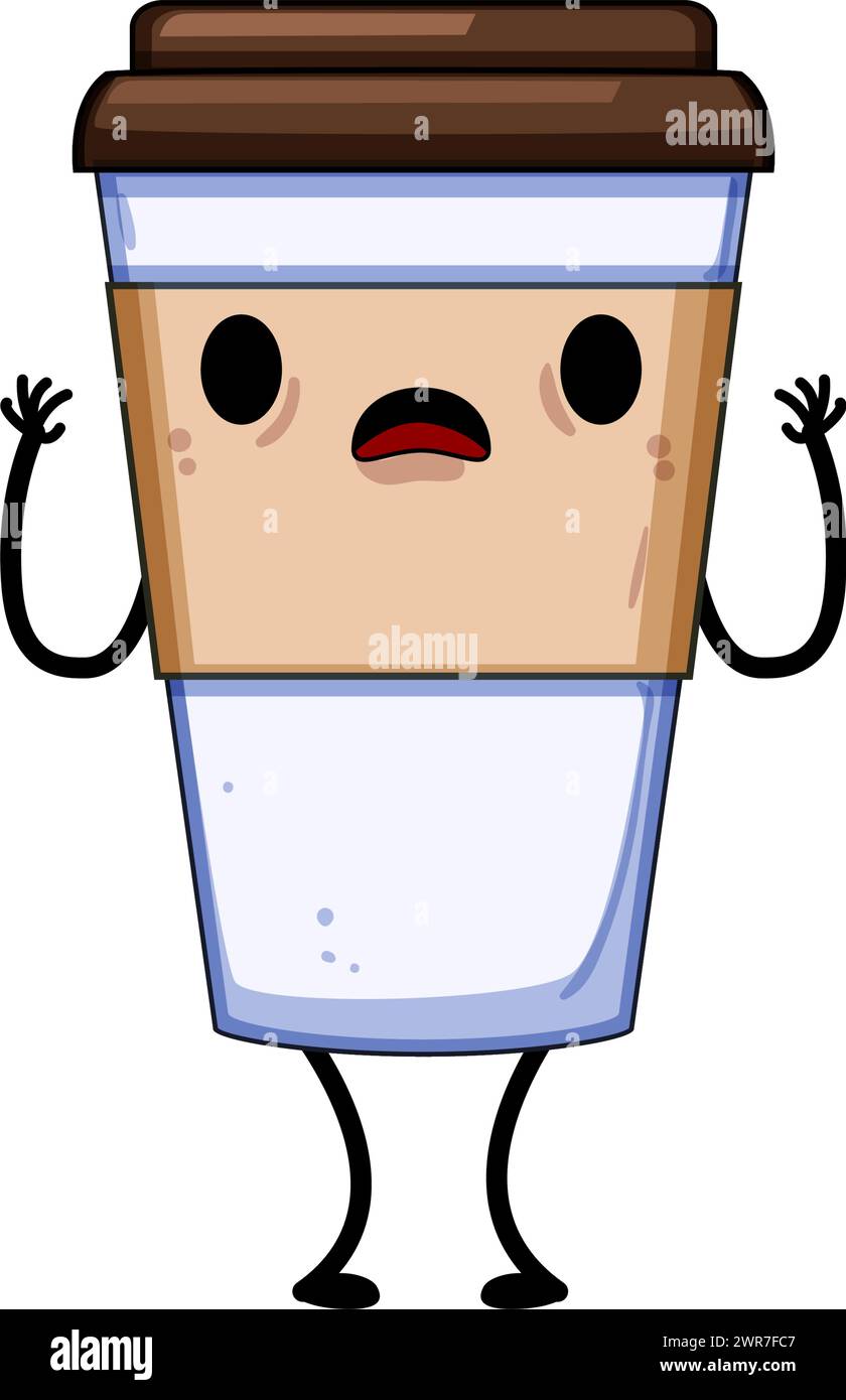 vintage coffee cup character cartoon vector illustration Stock Vector ...