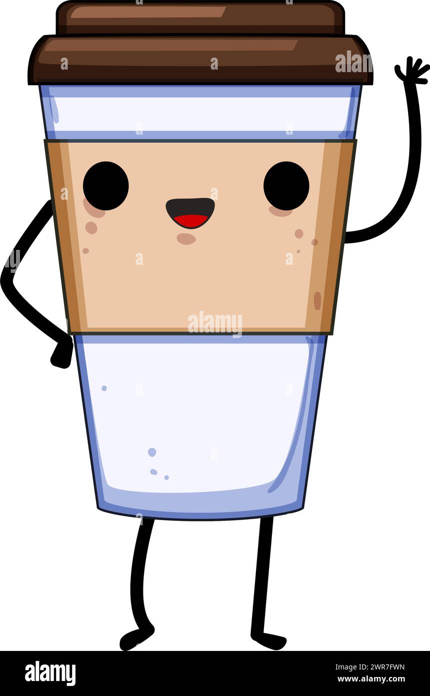 poster coffee cup character cartoon vector illustration Stock Vector ...
