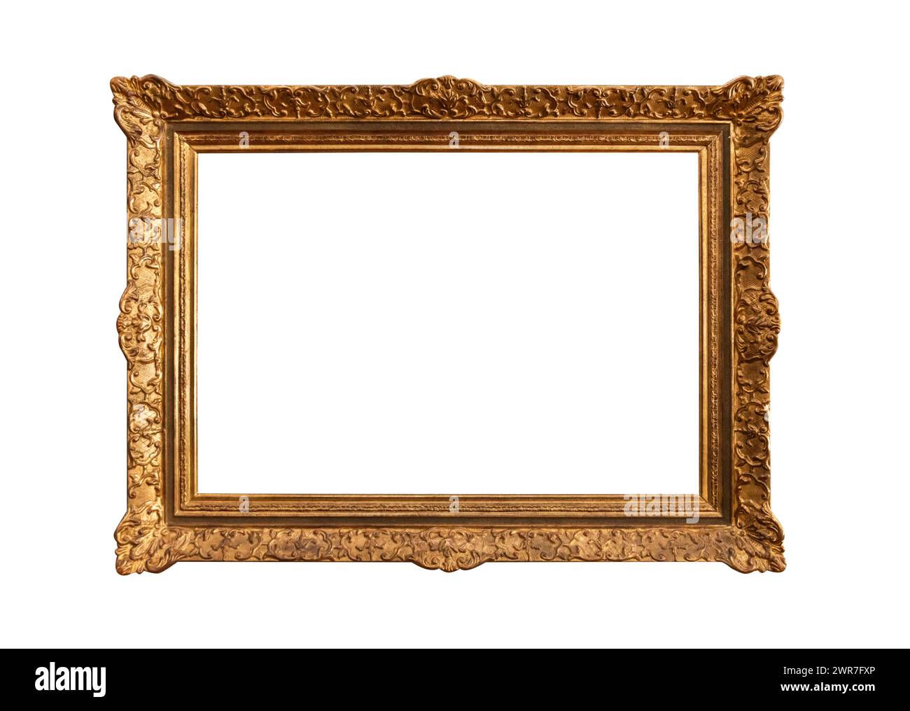 Wooden gilded picture frame isolated on white Stock Photo - Alamy