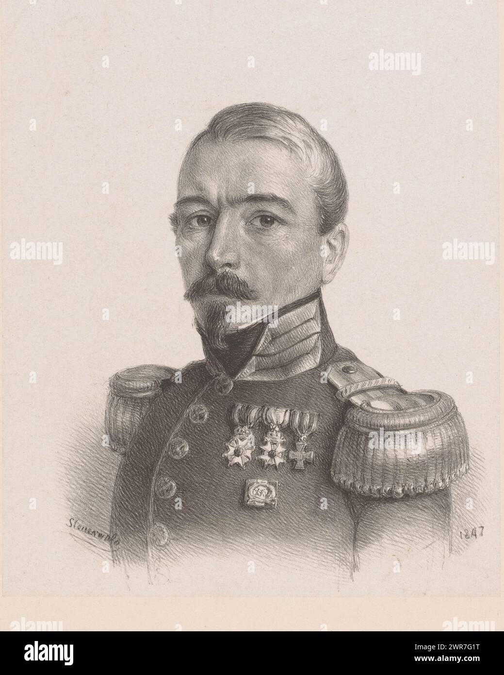 Self-portrait, print maker: Christian Heinrich Gottlieb Steuerwald ...