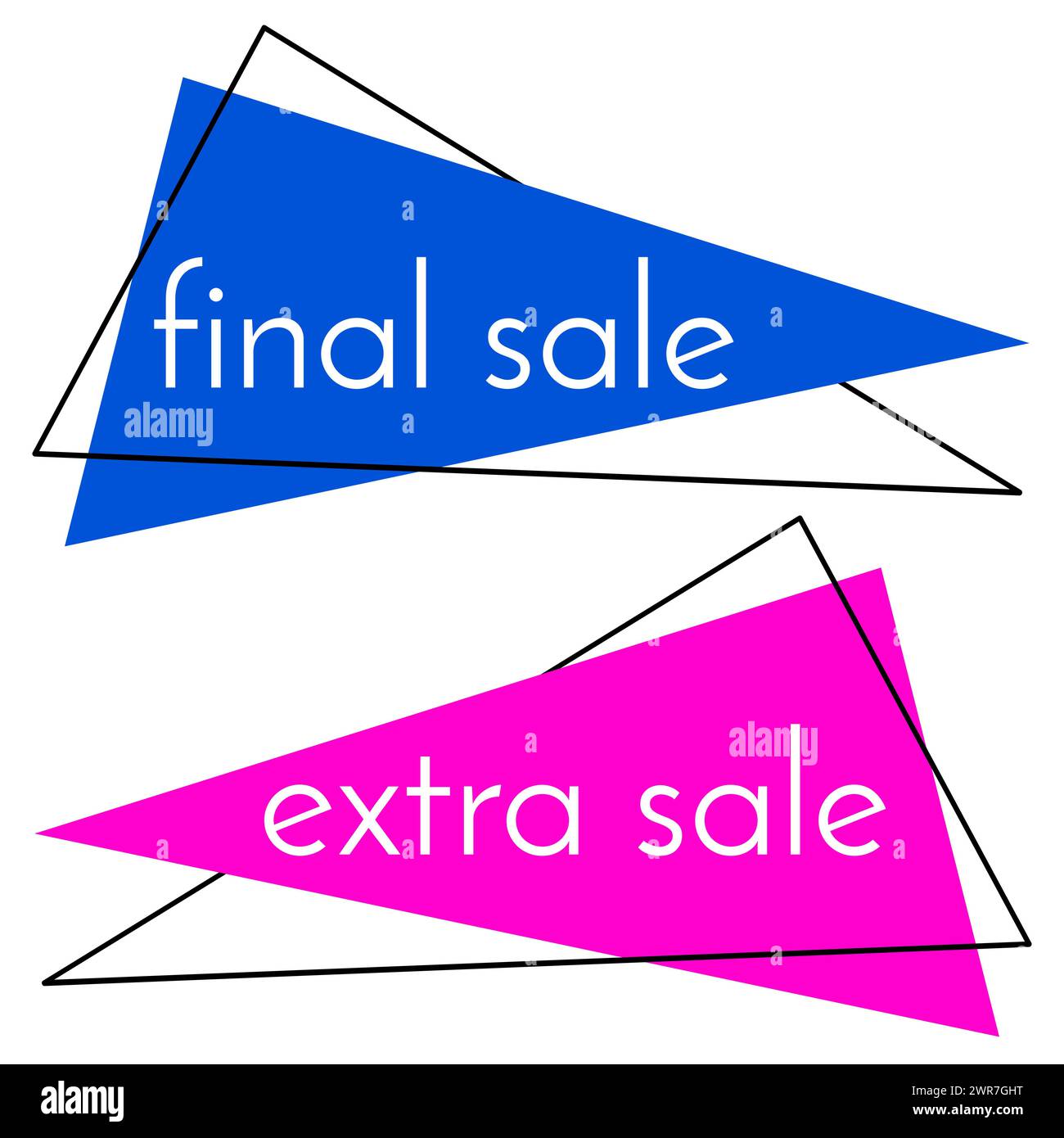 Final sale blue banner and extra sale pink banner on white background ...
