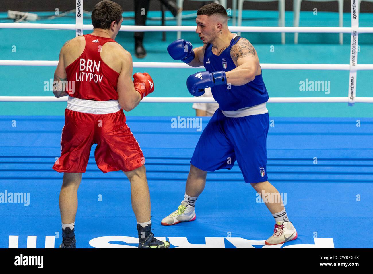 Busto Arsizio, Italy. 11th Mar, 2024. Latypov Danis (Brn) in red and ...