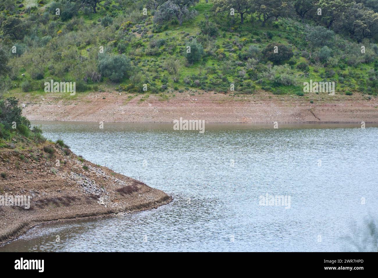 Detail of the Minillas reservoir, in El Ronquillo, after the rains of ...