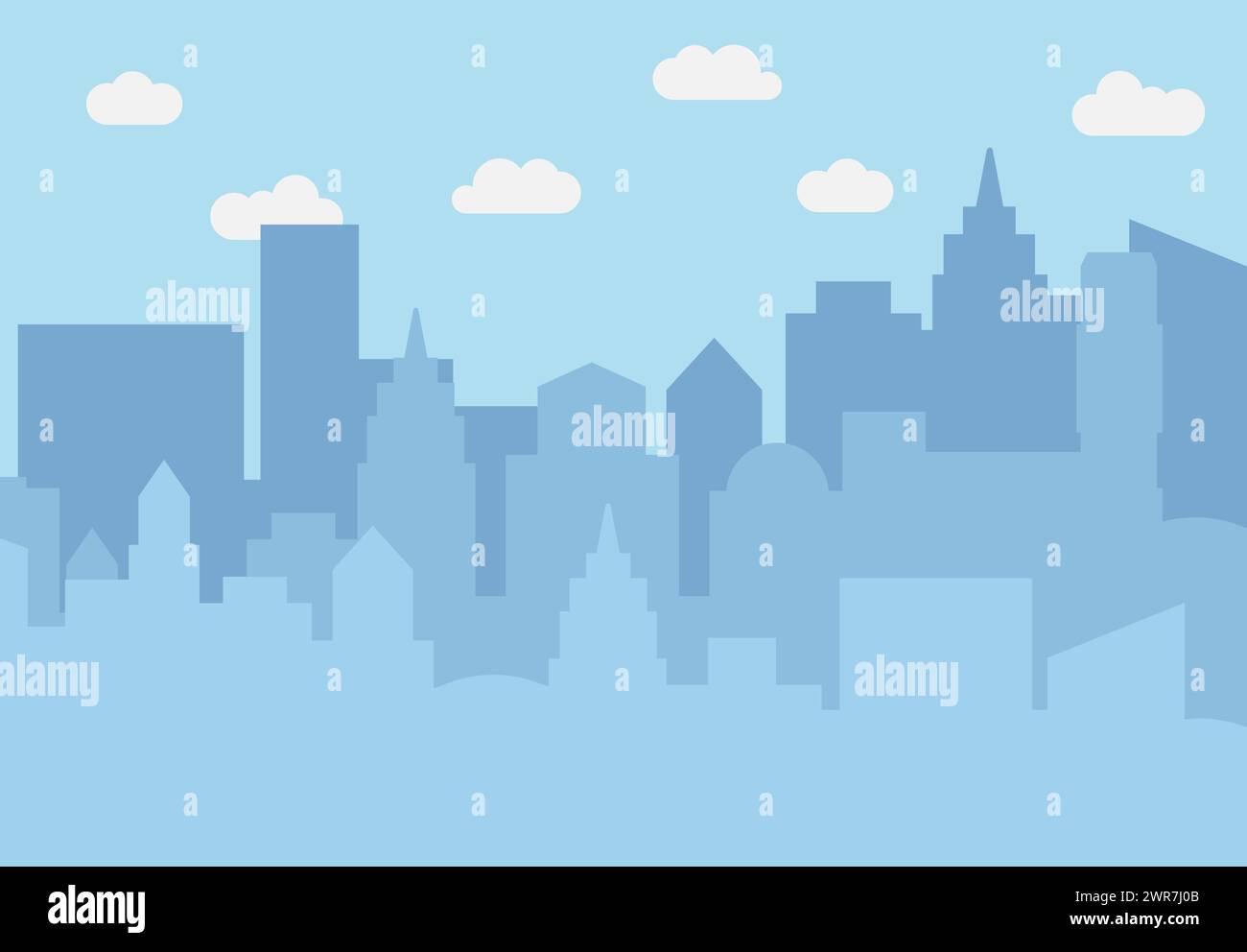 City landscape with skyscrapers in the daytime. Vector illustration ...