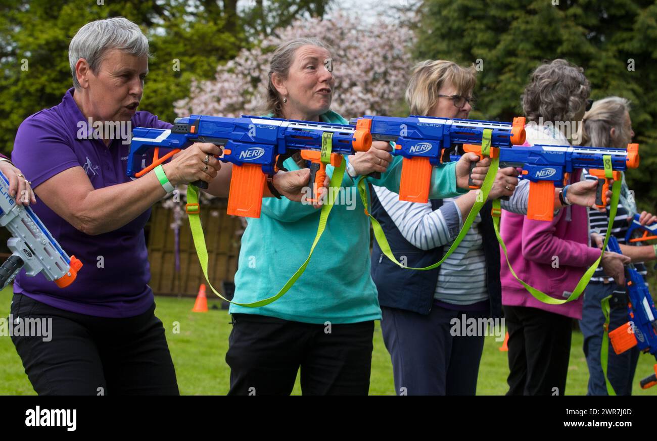 05/05/18 Nordic walkers take aim with Nerf guns as they take part in a ...