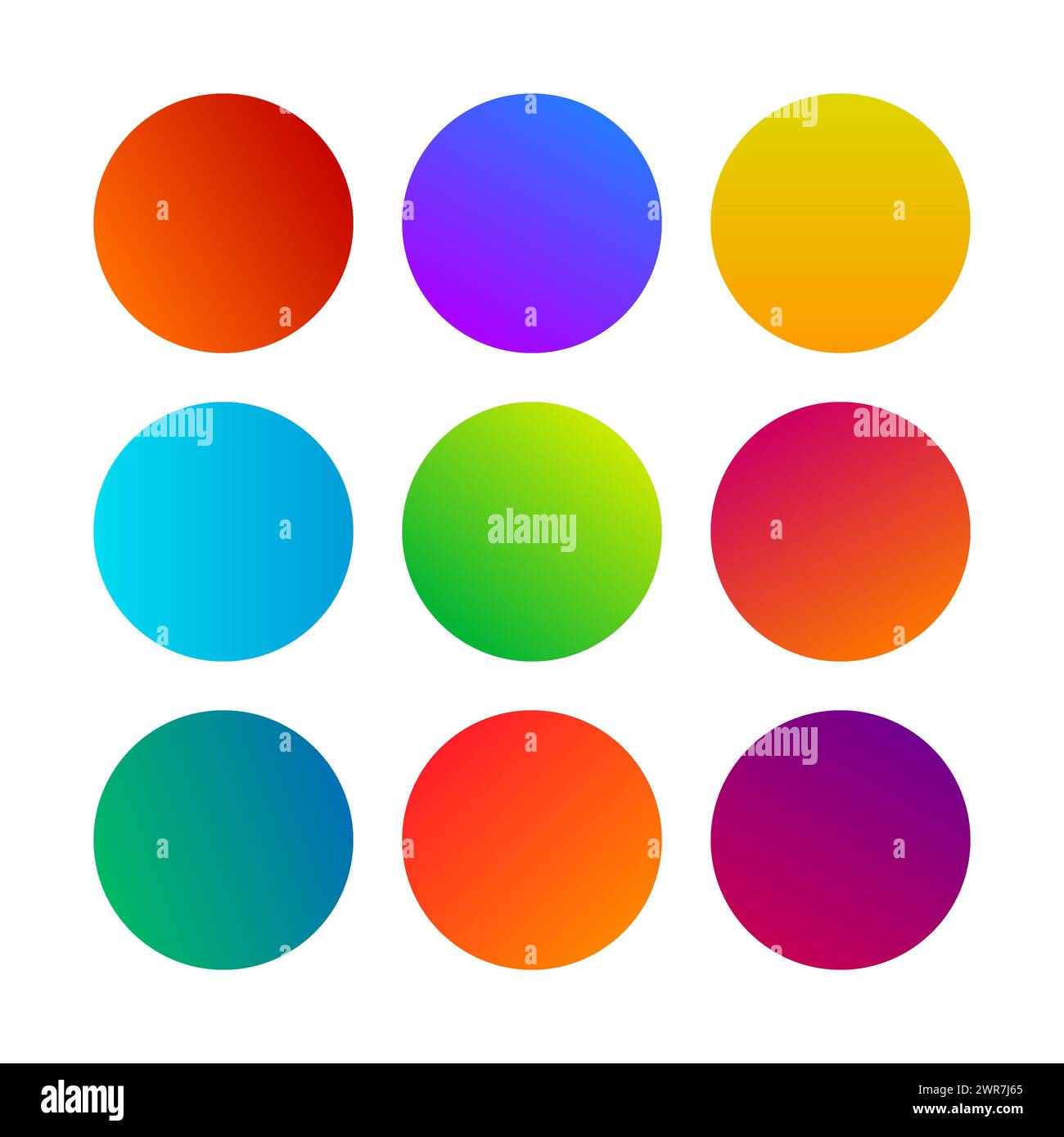 Round Gradients spheres. Set of nine trendy multicolored Gradients ...