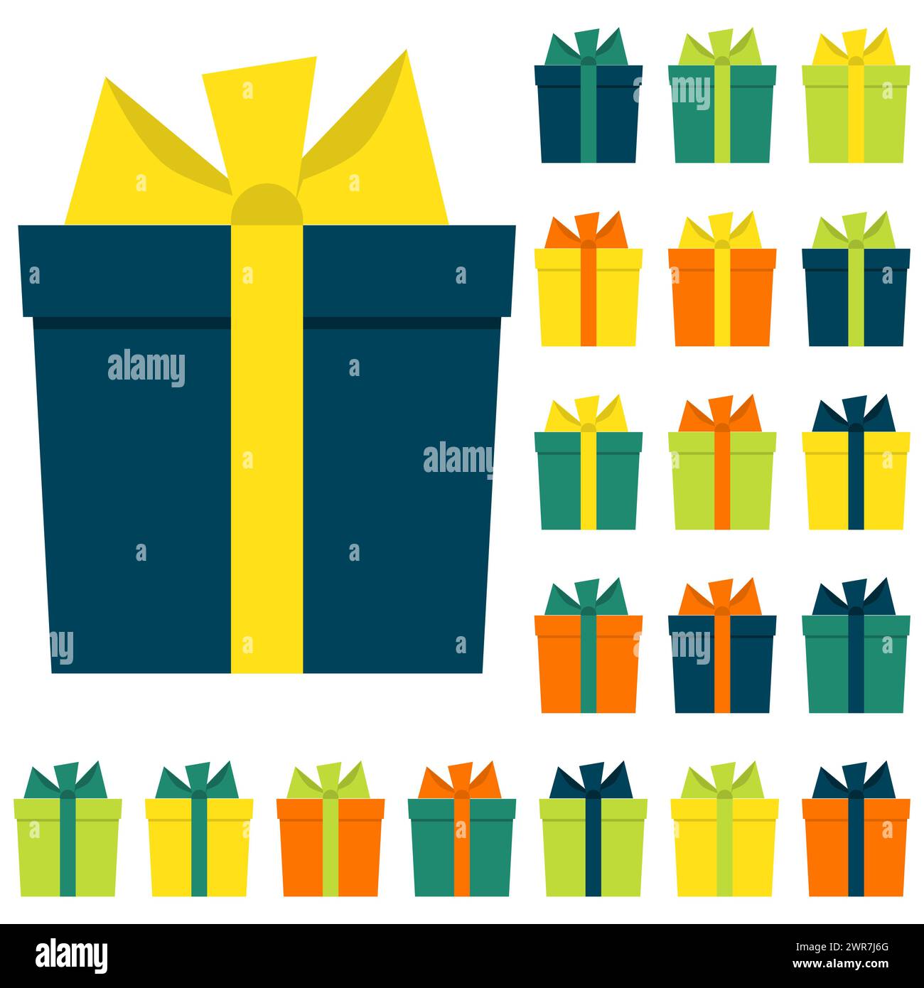 Collection of twenty multi colored gift boxes. Vector illustration ...