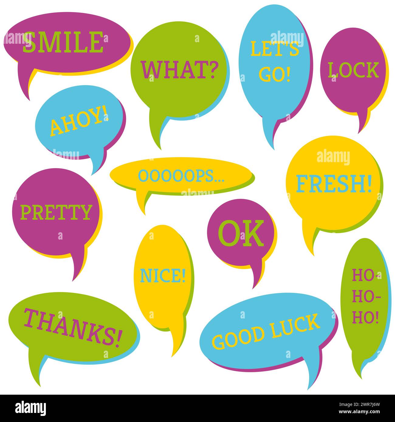 Set of speech bubbles on a white background with different inscriptions ...