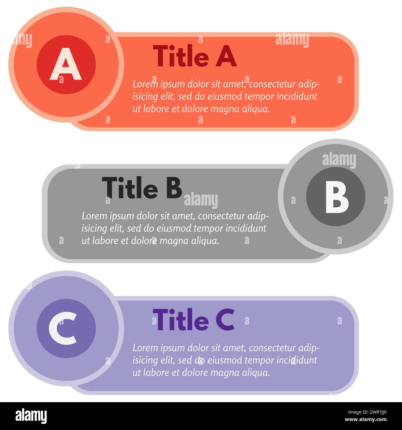 Set of three horizontal colorful options banners. Step by step ...