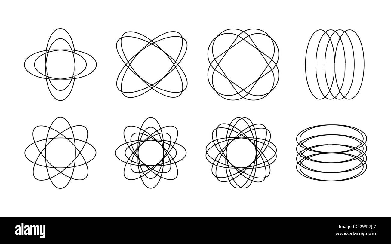 Set of various abstract monochrome geometric figures vector ...