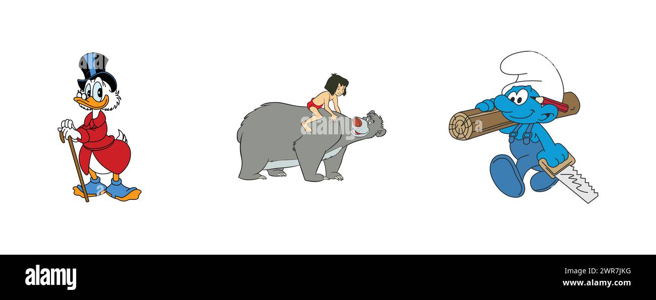 Dagobert Duck, Jungle Book, Smurf. Arts and design vector logo on ...