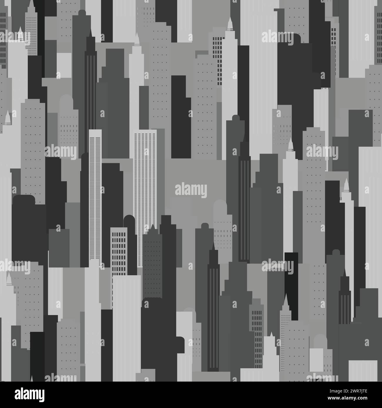 A seamless pattern of a city skyline in black and white Stock Vector ...