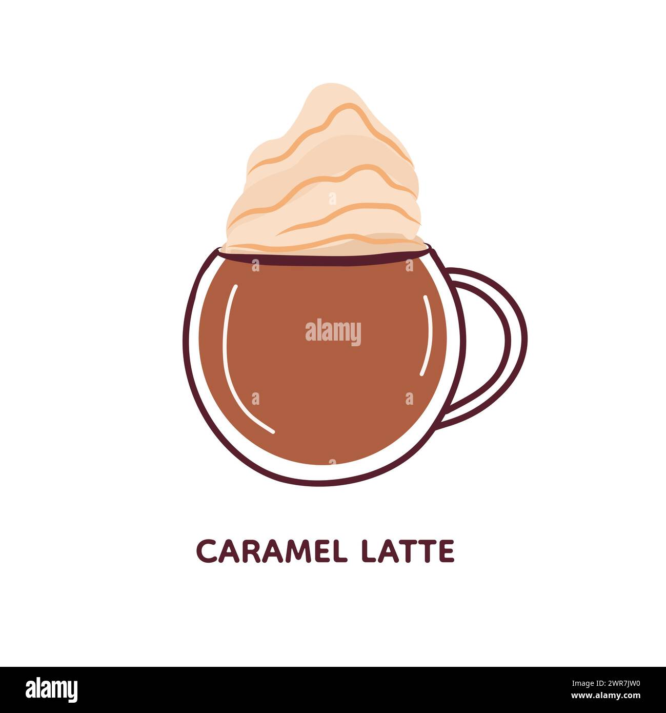 Cute vector illustration of line coffee take away. Caramel coffee ...