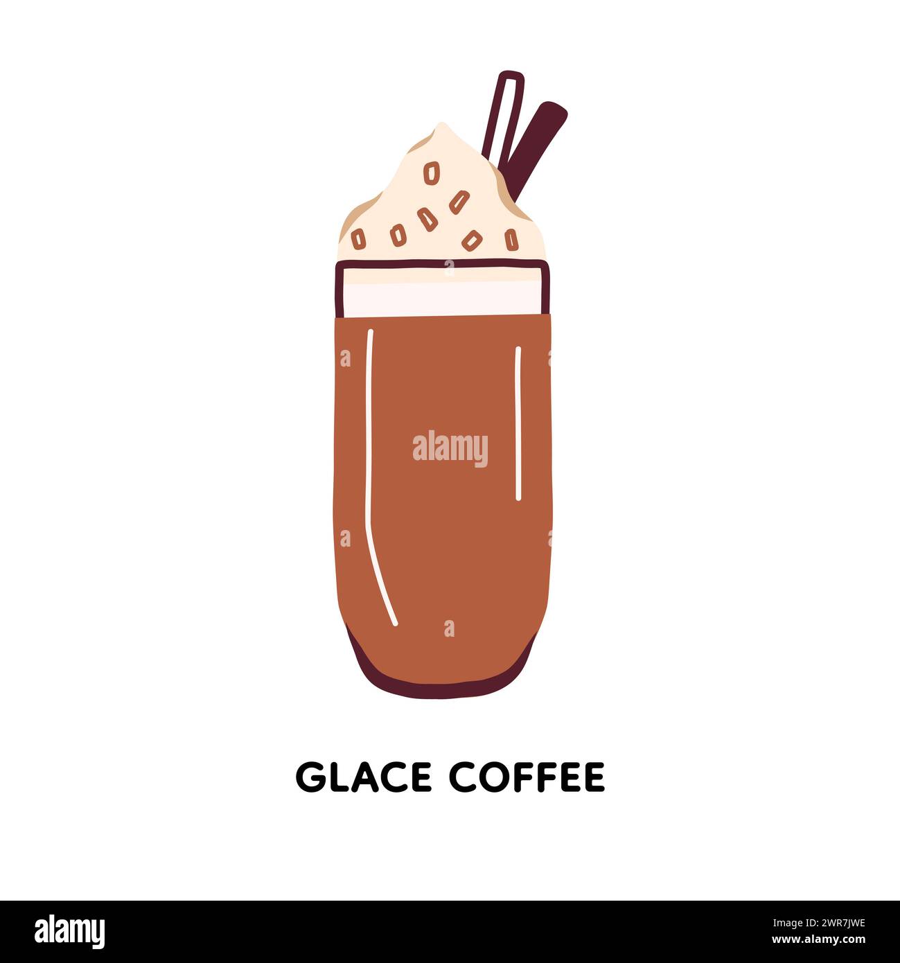 Cute vector illustration Glace coffee with cinnamon. Element isolated ...