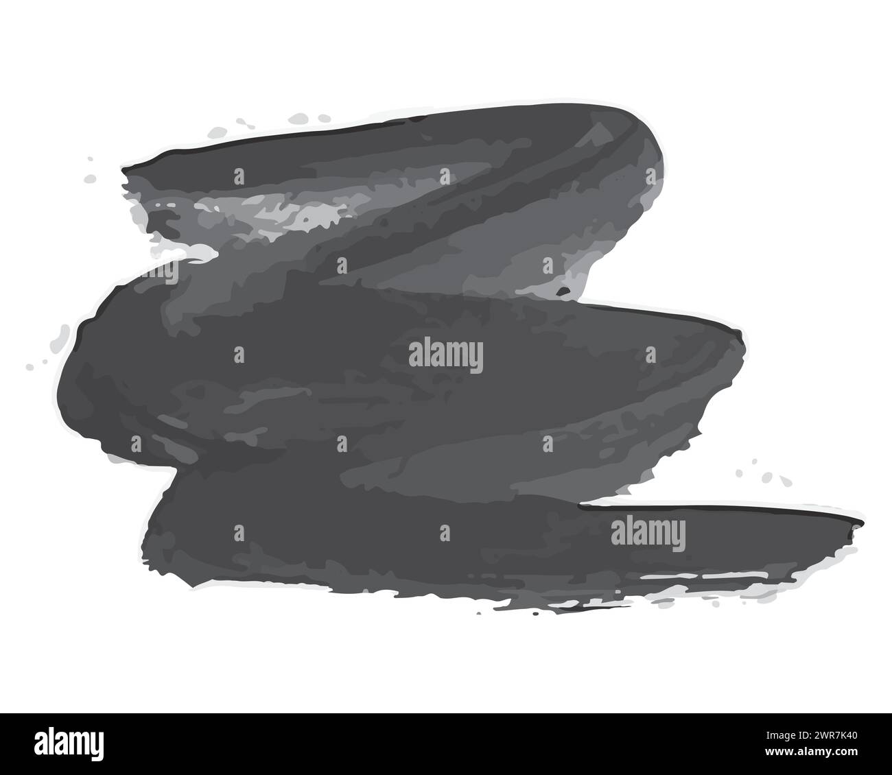 Black hand drawn ink stain. Ink spot isolated on white background ...